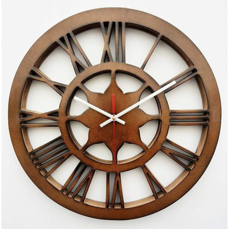 Jual jam dinding angka Romawi / jam dinding kayu jati / jam dinding ...