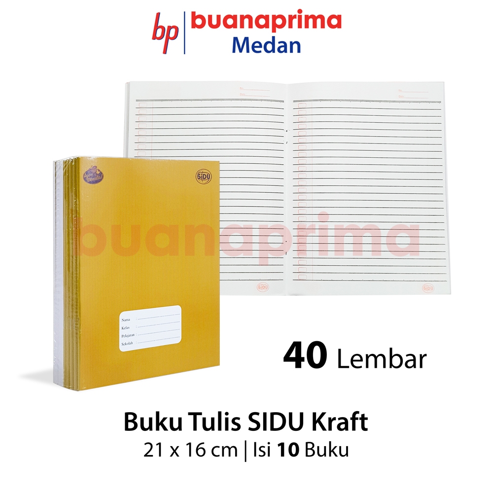 Jual Buku Tulis PENDEK KRAFT SIDU 40 Lembar 1 Pack isi 10 Buku Cover ...