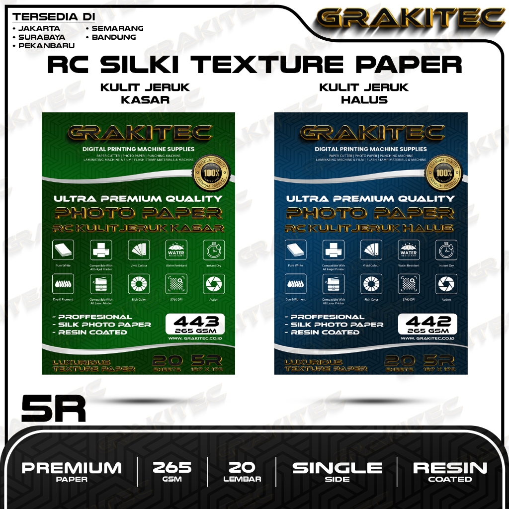 Jual Grakitec Kertas Foto Silki 5R isi 20 Lembar | Doff Texture Kulit ...