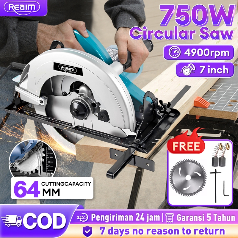 Jual REAIM Circular Saw 7 inch 750W Mesin Potong Kayu Gergaji ...