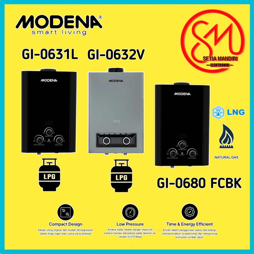 Jual MODENA Water Heater Gas NEW GI 0610 & 1010 PDBG RAPIDO GI 0631 L ...