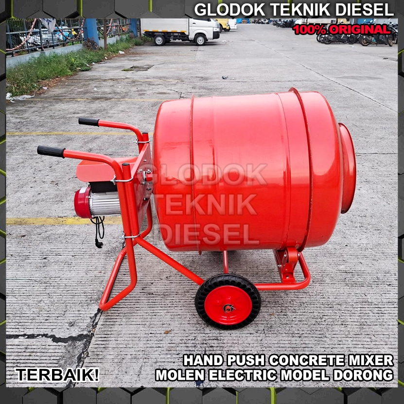 Jual Mesin Molen Dorong Elektrik 500 LITER + Penggerak Dinamo Motor Listrik Alat Aduk Semen ...