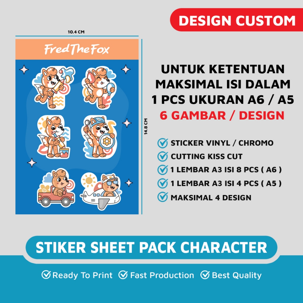 Jual DSPRINTING - Cetak Sticker Sheet Pack A5/A6 / Custom Design ...