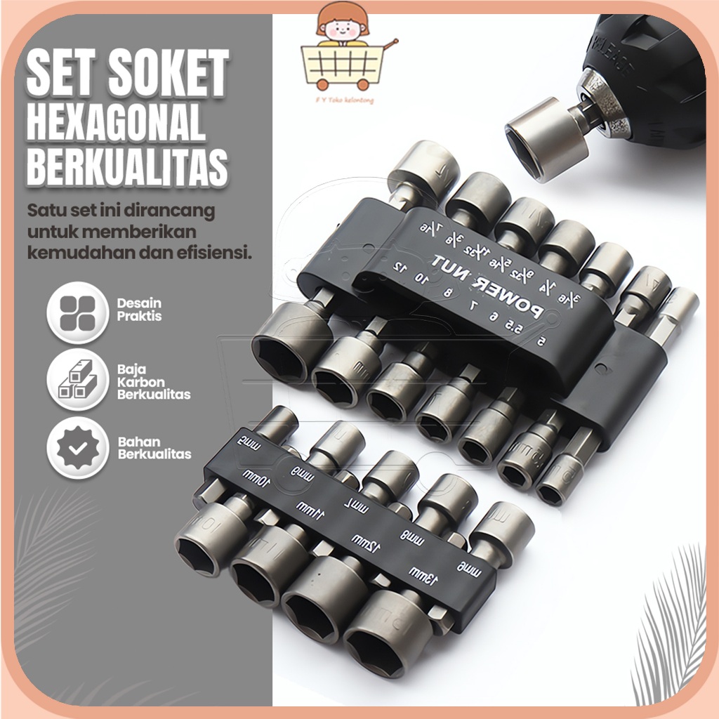 Jual Kepala soket obeng angin gagang heksagonal bor tangan aksesoris ...
