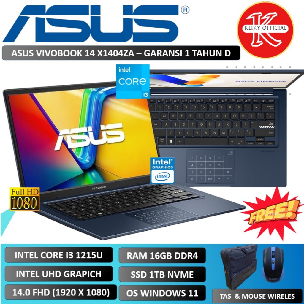 Jual Asus Vivobook 14 X1404ZA Intel Core I3 Gen12 Ram 16GB 512GB SSD Windows 11 | Shopee Indonesia