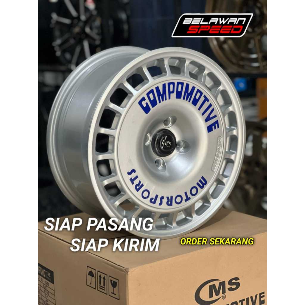 Jual Velg Mobil Rally Compomotive Silver ring 16 4x100 for Brio jazz ...