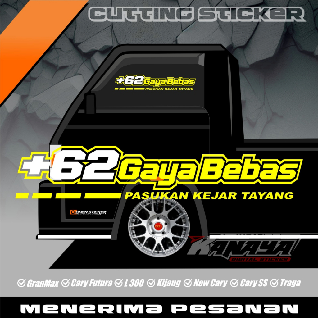 Jual Sticker Cutting Mobil +62 GAYA BEBAS / Sticker Cutting Kaca Mobil ...