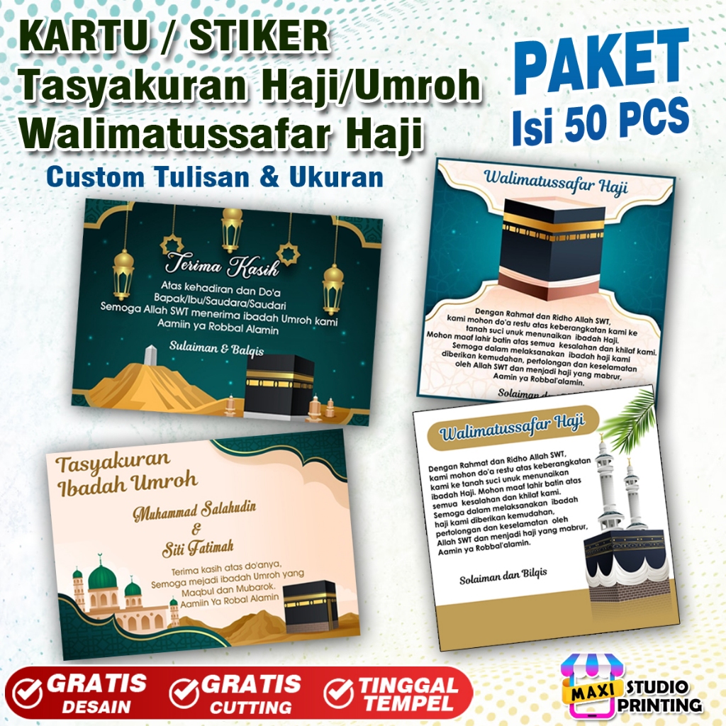 Jual Stiker Tasyakuran Umroh/Walimatussafar Haji/Umroh Untuk Kotak Nasi ...