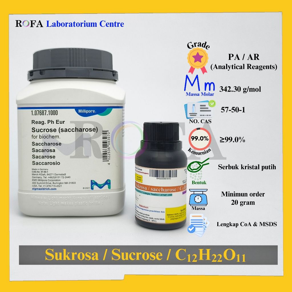Jual Sukrosa / Sucrose / Disakarida / Sakarosa / C12H22O11 Pro Analisis ...