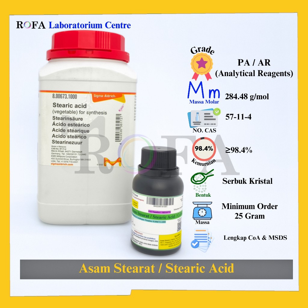 Jual Asam Stearat / Stearic Acid / Asam Oktadekanoat / C18H36O2 Pro ...