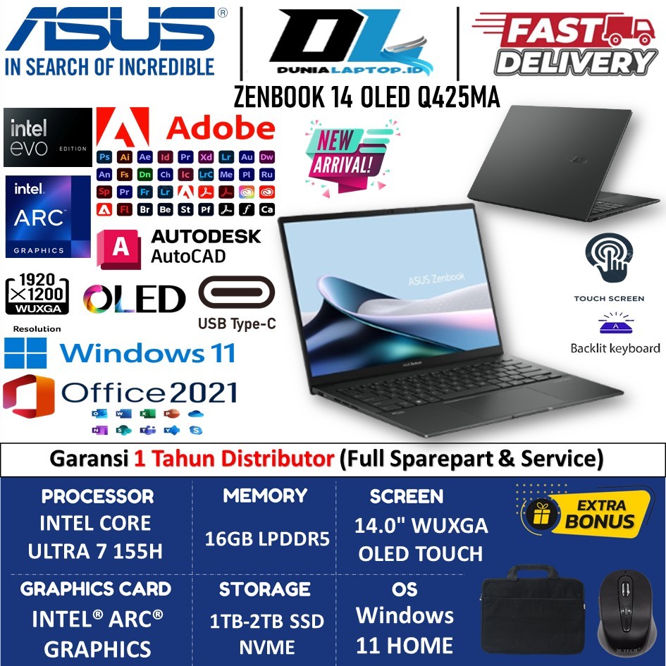 Jual Asus Zenbook 14 Q425MA Intel Ultra 7 155H Ram 16GB DDR5 SSD 2TB ...