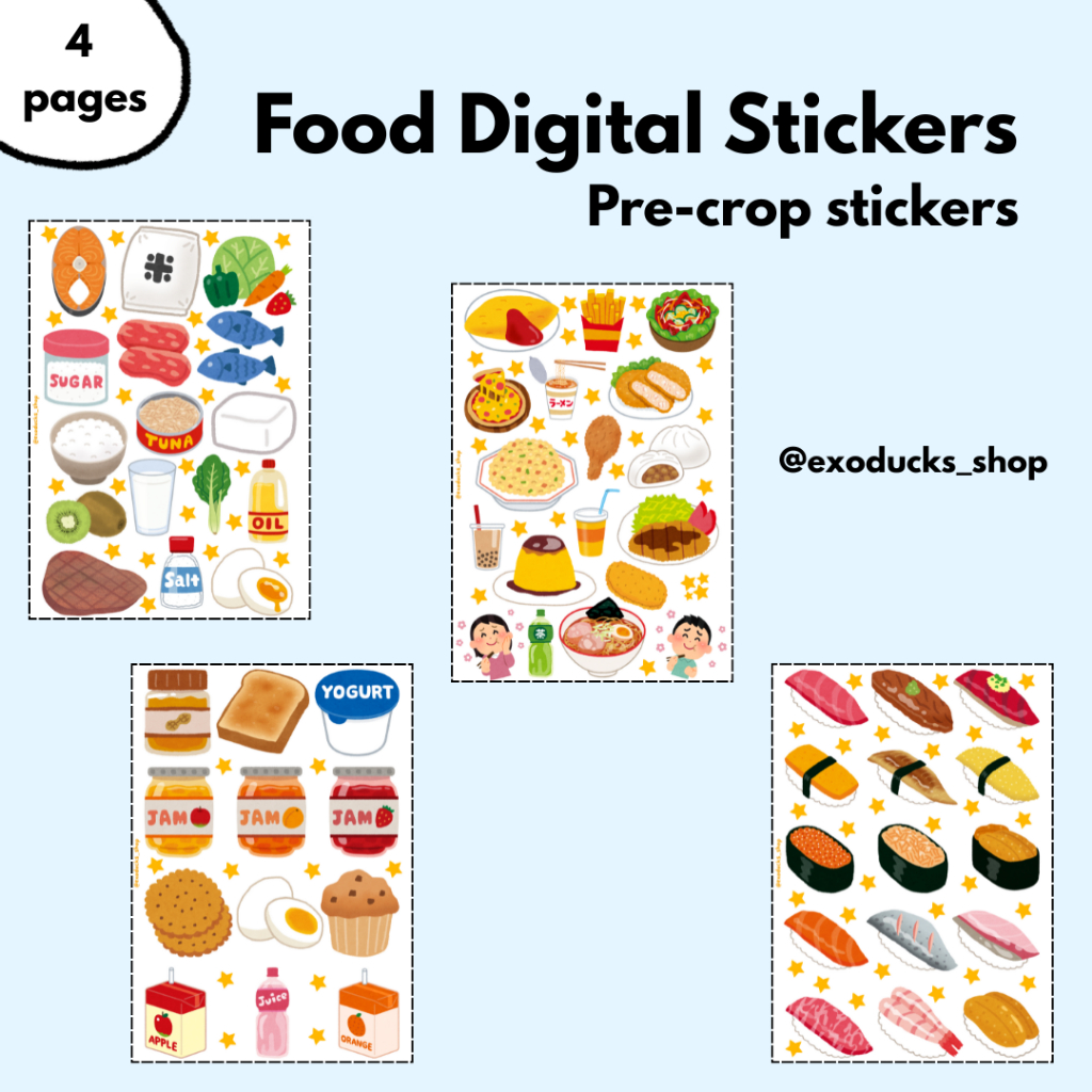 Jual Food Digital Stickers | Stiker Digital Precropped | PNG File ...