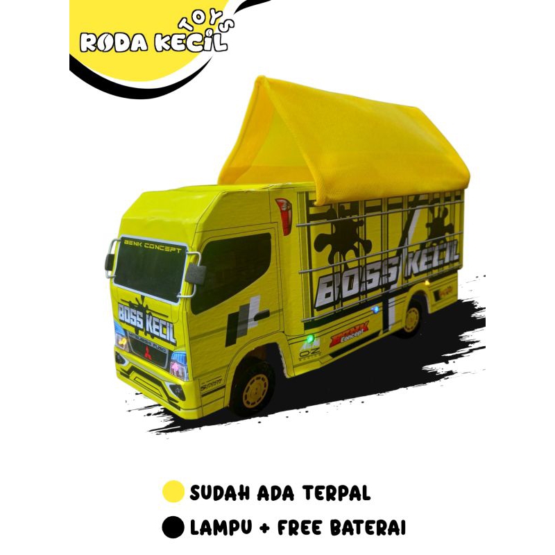 Jual MAINAN TRUK MINIATUR OLENG BOSS KECIL WARNA KUNING SUDAH ADA LAMPU DAN TERPAL | Shopee ...