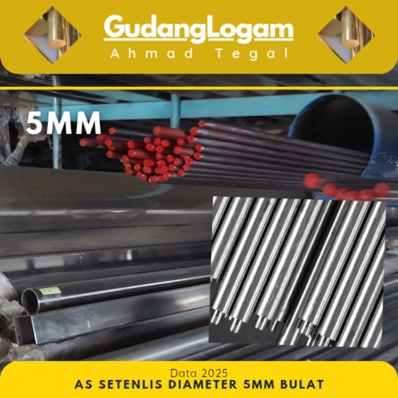 Jual Stainlis ss 304 As Bulat 5mm x 100cm | Shopee Indonesia