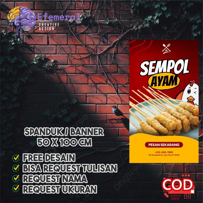Jual Spanduk/Banner sempol ayam 50X100 cm bisa request design | Shopee ...