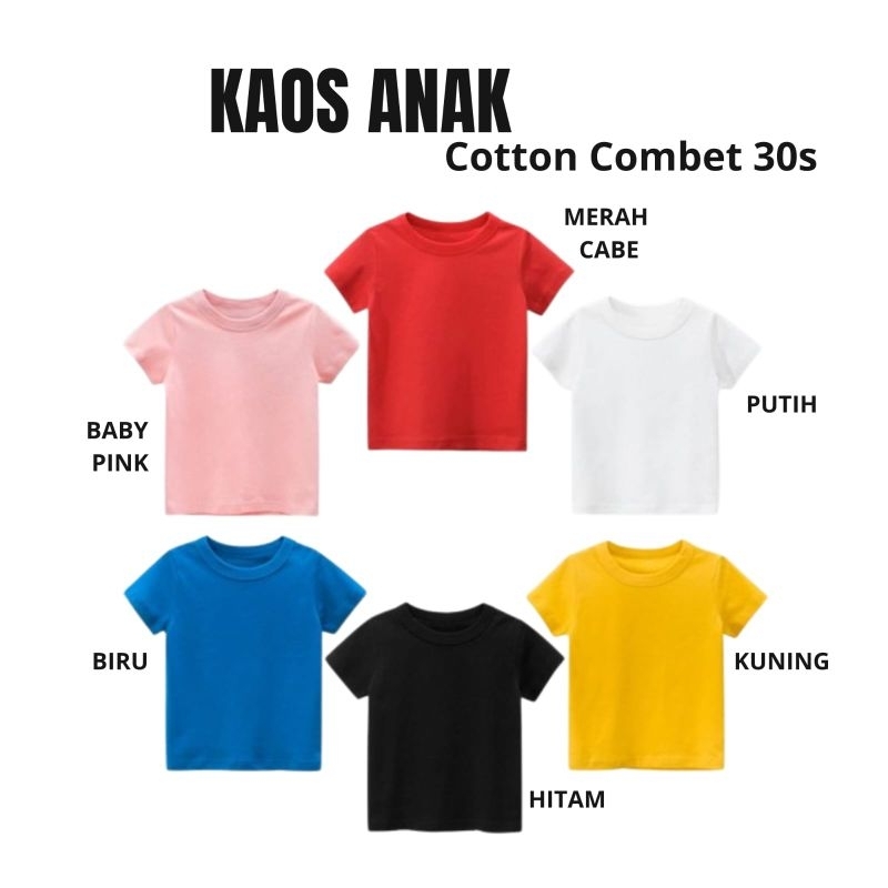 Jual Kaos Polos Anak Cotton Combed Premium 30S | Shopee Indonesia