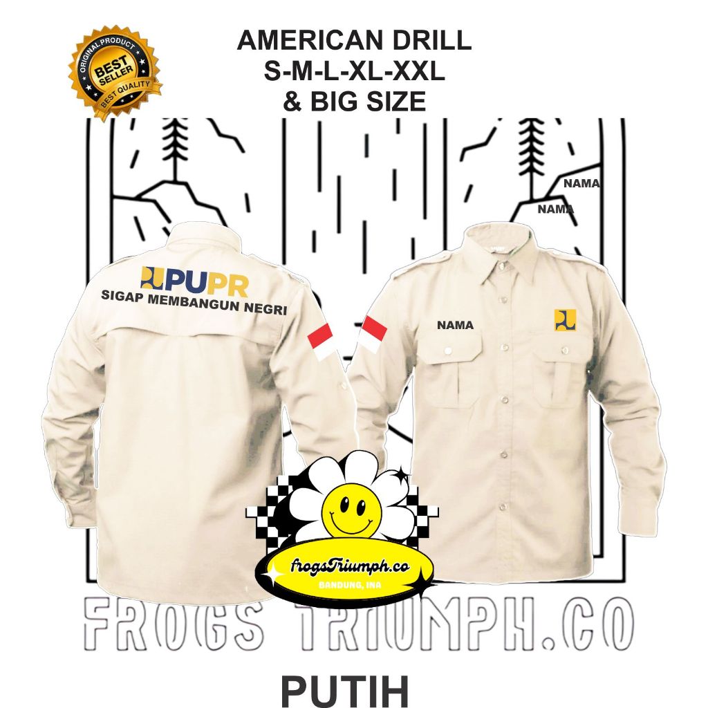 Jual KEMEJA PDL PDH LENGAN PANJANG PUPR / KEMENTERIAN PEKERJAAN UMUM FREE DESIGN CUSTOM FULL ...
