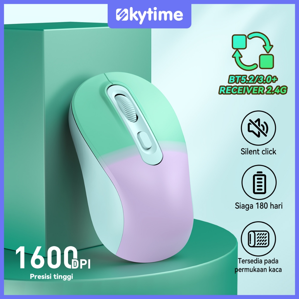 Jual Skytime Rechargeable Mouse 2 Mode Office Mouse Silent Click Wireless Mice 2.4G USB ...