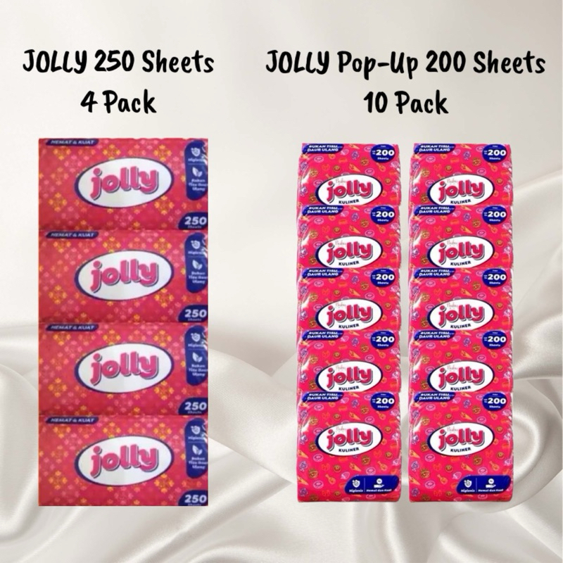 Jual Tissue Jolly 250 Sheets (4 Pack) & Jolly Pop-Up 200 Sheets (10 ...
