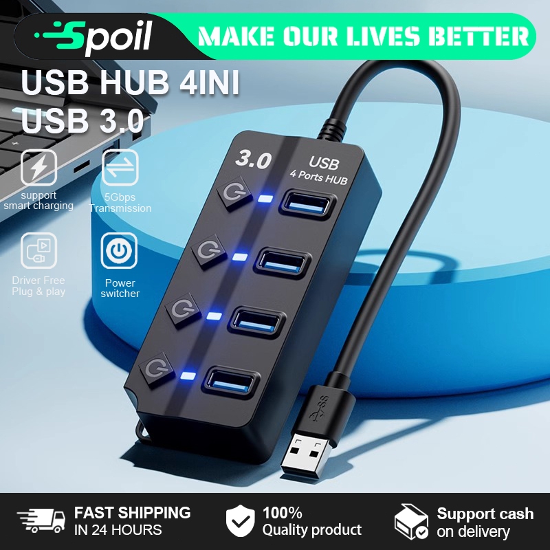 Jual 4 in1 USB HUB 3.0 5Gbps High Speed 4 Port Independent Switch Komputer Laptop Kabel 30CM ...