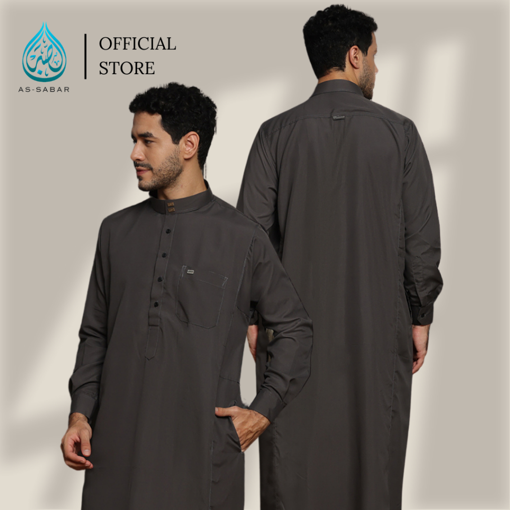Jual As Sabar Jubah Gamis Laki Laki Pria Dewasa Muslim Lengan Panjang Manset Warna Polos Premium ...