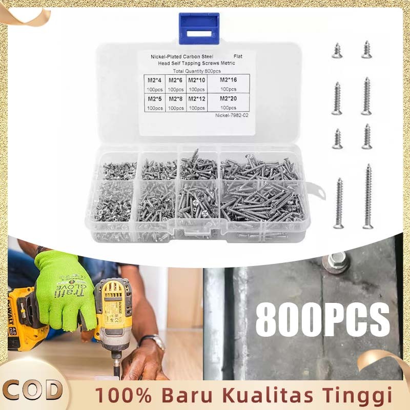 Jual 1set Self Tapping Screw Sekrup Kayu Kepala Rata Sekrup Tapping Skrup Triplek Gypsum Paketa ...