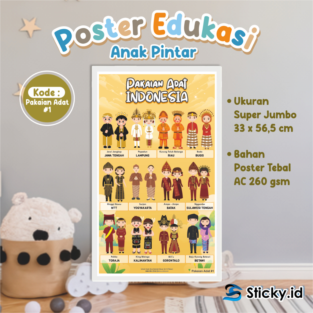 Jual POSTER BELAJAR EDUKASI ANAK BERAGAM VARIASI - POSTER GAMBAR ...