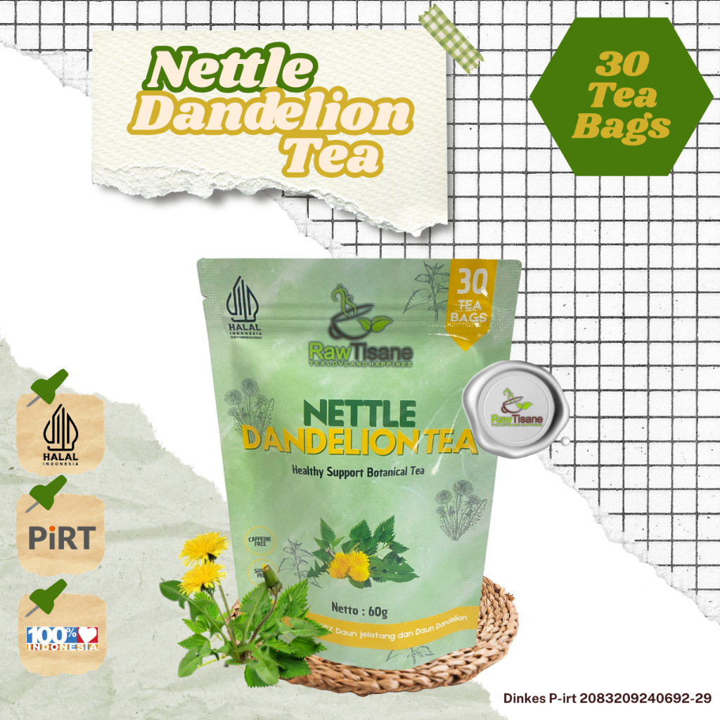 Jual RAW TISANE Nettle Dandelion Tea : Teh Celup Daun Jelatang & Daun ...