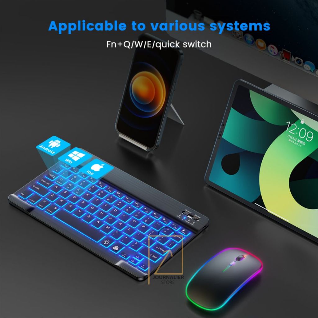 Jual Wireless Mini Keyboard Mini Bluetooth RGB Silent Click ...