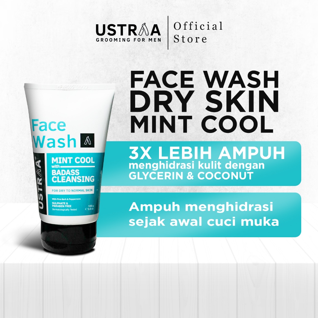 Jual Ustraa Face Wash Dry Skin Mint Cool - Pembersih Wajah Pria yang Melembabkan untuk Kulit ...