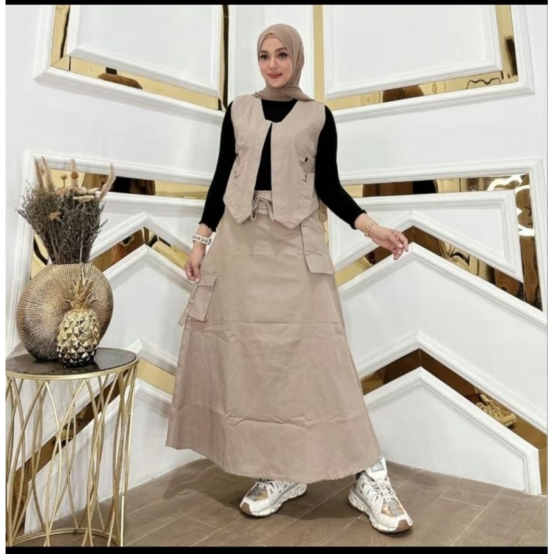 Jual Set Pakaian Wanita Eza One Set Cargo Bahan Katun Kombed Strict ...
