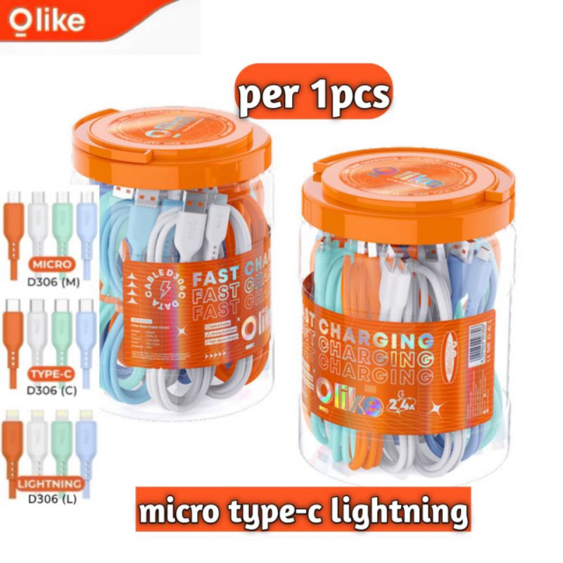 Jual ( 1 PCS ) kabel data OLIKE D306M/MICRO 2.1A & D306C/TYPE-C D306L ...