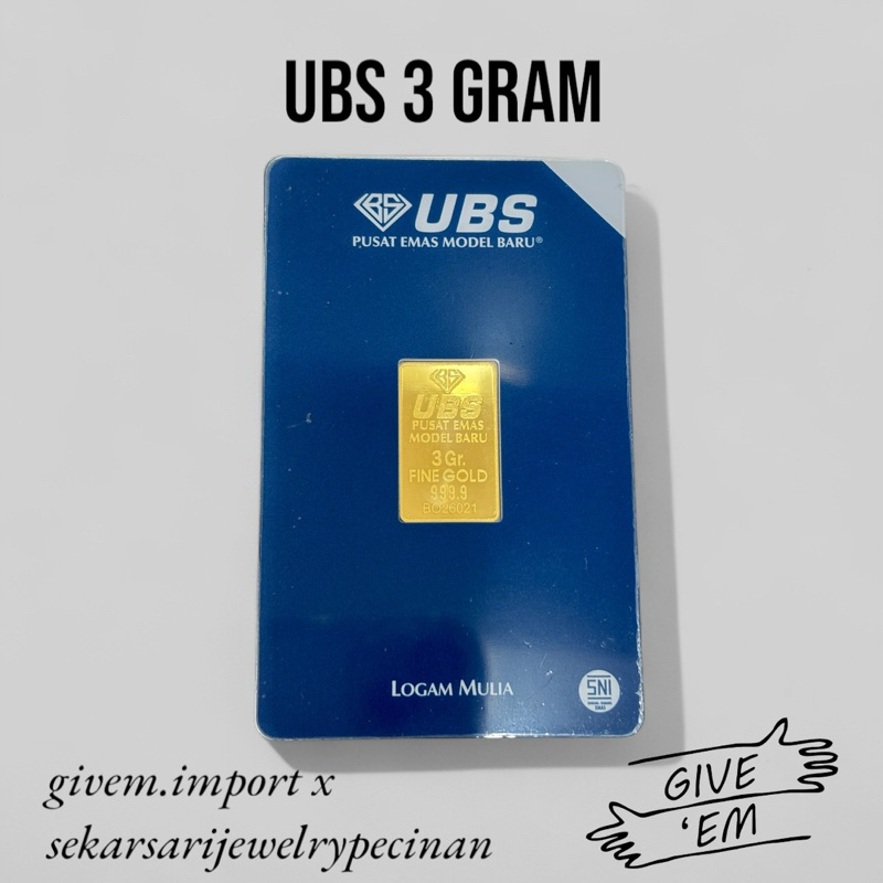 Jual 3 Gram LM Logam Mulia Emas UBS Press KEMASAN Biru Barcode ...