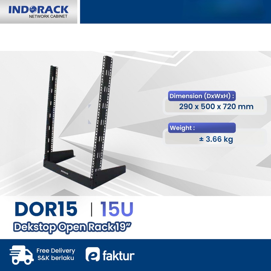 Jual DOR15 Desktop Open Rack 15U Depth 290mm INDORACK Rak Server Meja ...