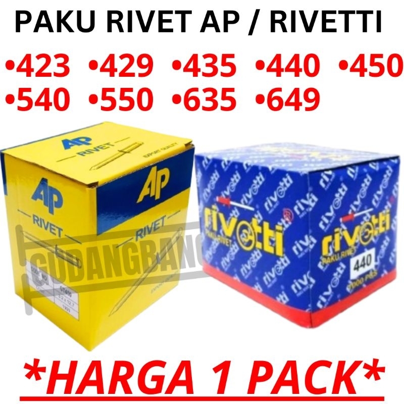 Jual [TERLENGKAP] paku rivet tembak RIVETTI RIVETI AP 1 KOTAK 1 PACK ...