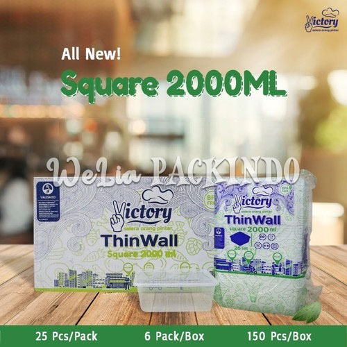 Jual Thinwall Square Persegi 2000ml Victory DM / Food Container / Wadah ...