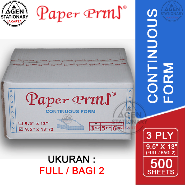 Jual KERTAS CONTINUOUS FORM PAPER PRINT 9.5 X 13 3 PLY FULL BAGI 2 ...