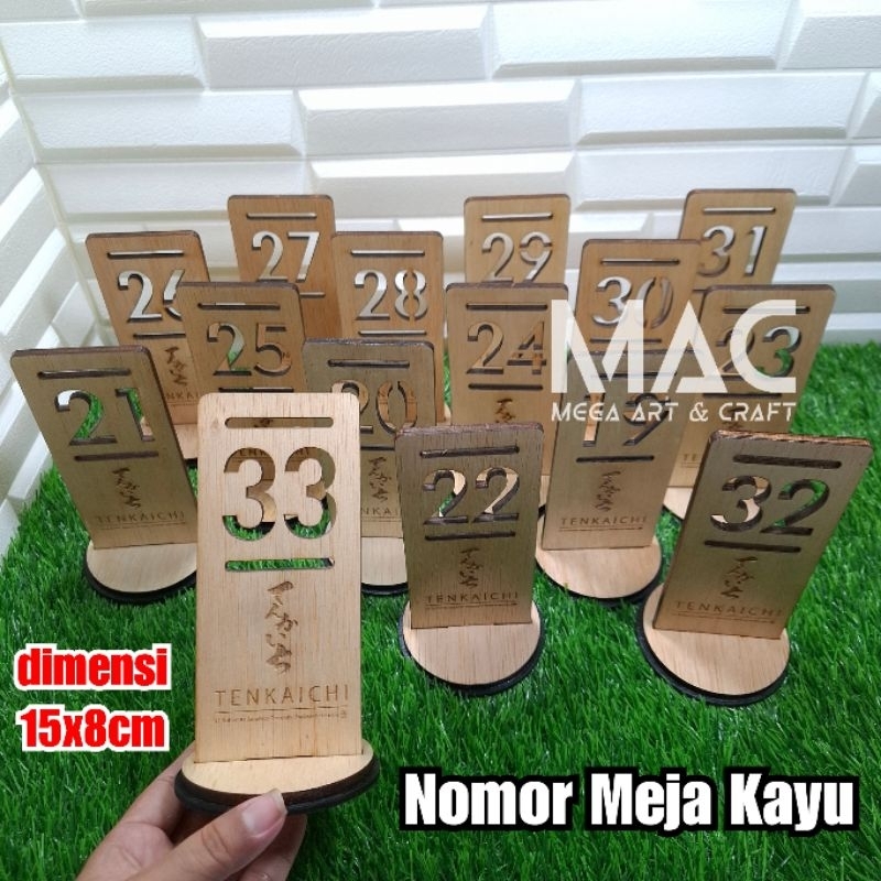 Jual Nomor Meja Kayu Plywood 15 x 8 cm / Nomer Meja Cafe Resto ...