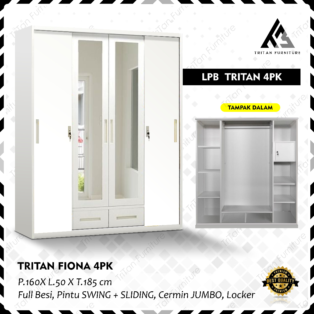 Jual LPB TRITAN WHITE EDITION 4PK - Lemari Pakaian Besi Sliding 4 Pintu LIMITED WHITE EDITION ...