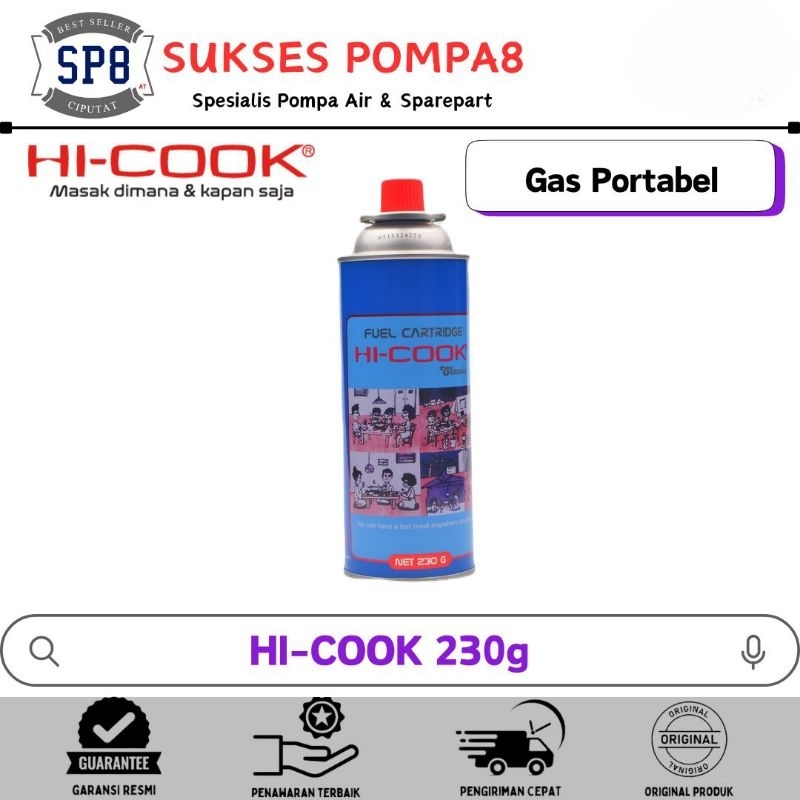 Jual Gas Kaleng HI-COOK 230gr / Gas Cartridge Refil / Gas Portable ...
