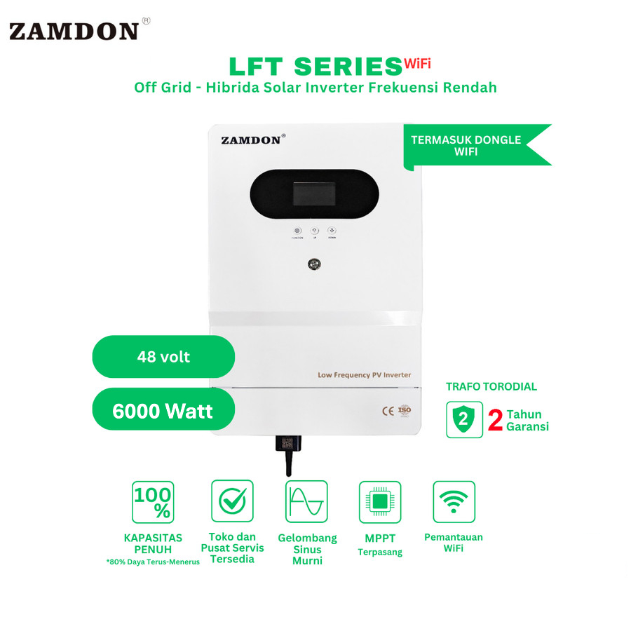 Jual Zamdon Frekuensi rendah 7,5KVA 6KW 48-51.2V Inverter surya hybrid ...