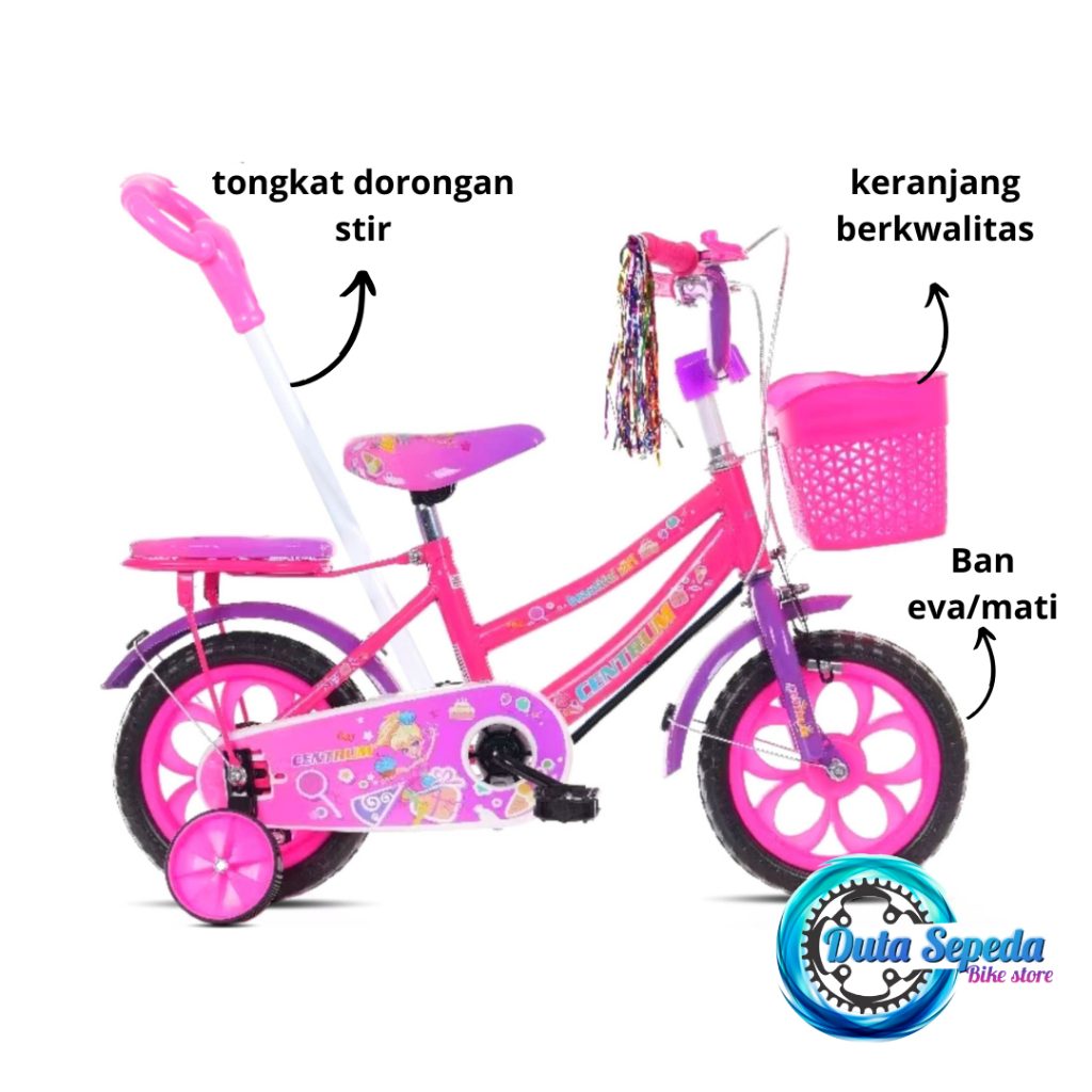 Jual Sepeda anak dorongan kemudi ban mati / ban buta ukuran 12 inch ...