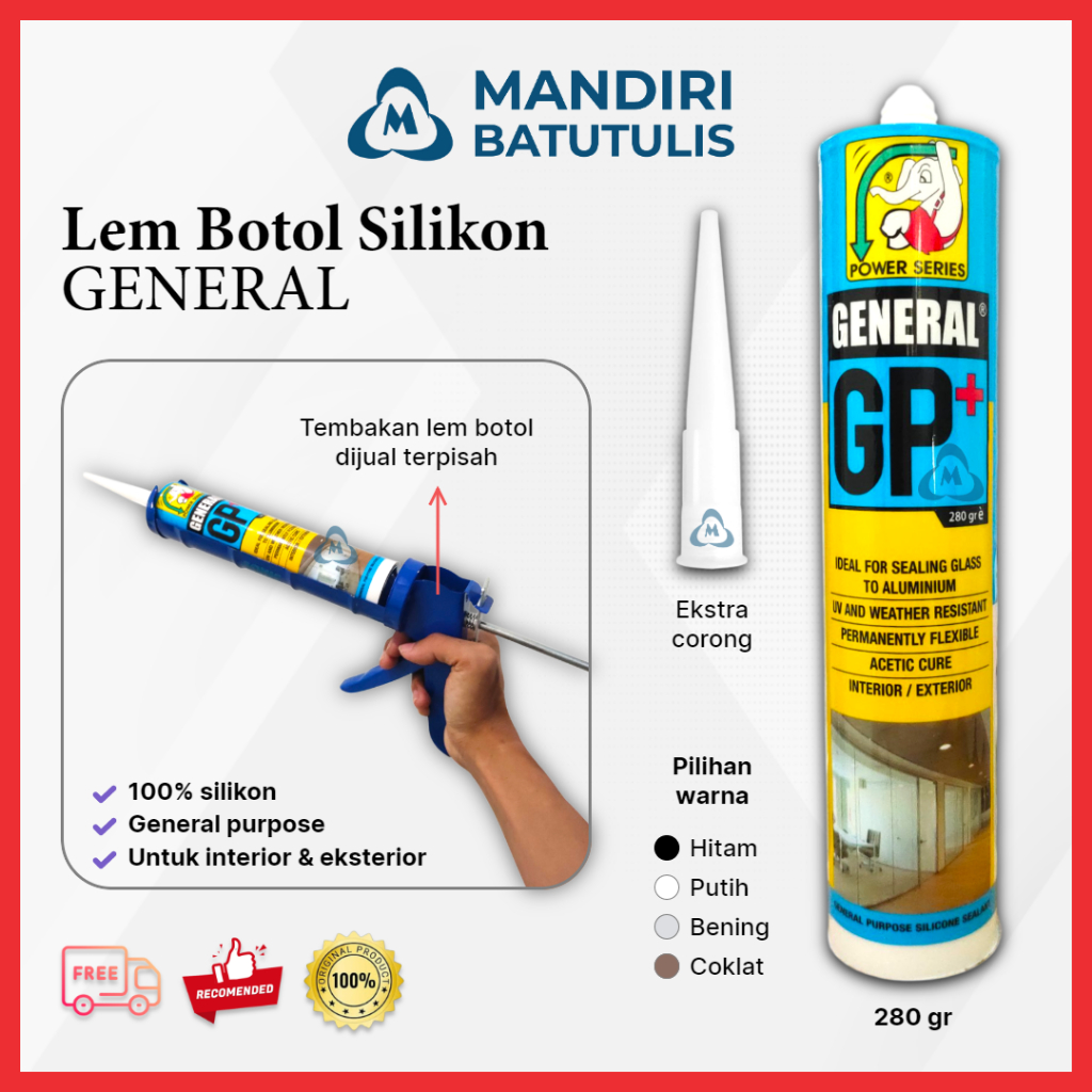Jual Lem Botol GENERAL Silicone Silikon - Lem Kaca - Lem Aquarium - Lem ...