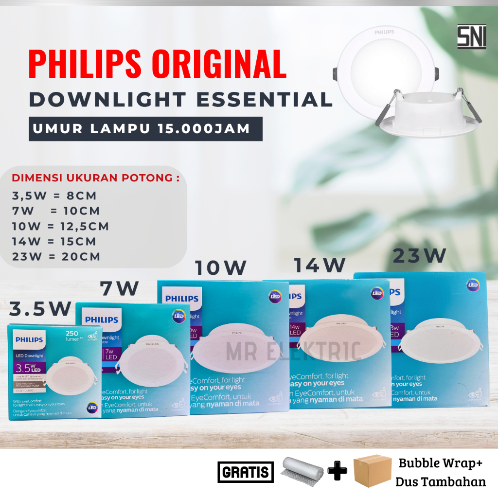 Jual Downlight Philips LED Eridani Essential 3,5W 7W 10W 14WAT 23WATT ...