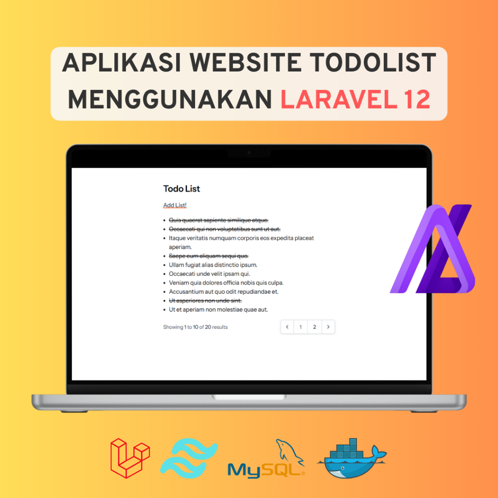 Jual APLIKASI WEBSITE TODOLIST MENGGUNAKAN LARAVEL 12 | Shopee Indonesia