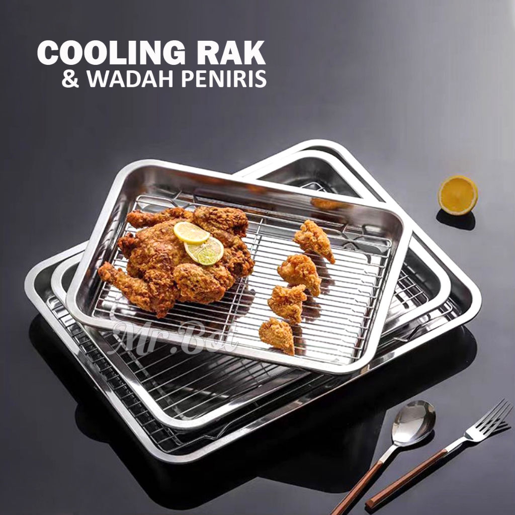 Jual 1 Set Cooling Rak Plus Nampan Peniris Stainless Peniris Makanan ...