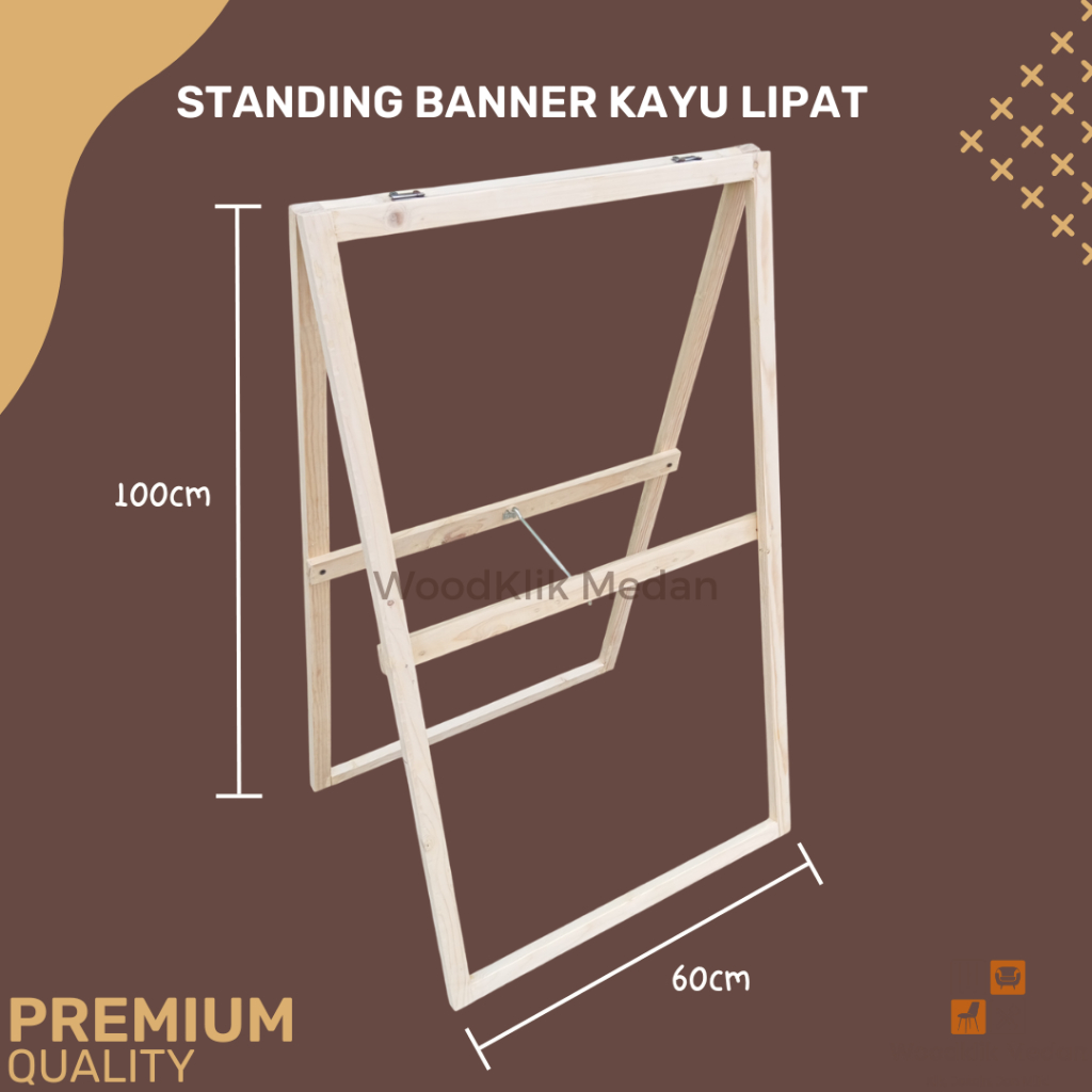 Jual Standing Banner Kayu Lipat/ Rangka Kayu Banner Lipat 100x60cm ...