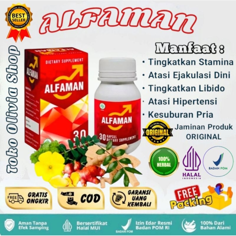 Jual 𝗔𝗟𝗙𝗔𝗠𝗔𝗡 𝗞𝗮𝗽𝘀𝘂𝗹 𝗛𝗲𝗿𝗯𝗮𝗹 𝟭𝟬𝟬% 𝗢𝗿𝗶𝗴𝗶𝗻𝗮𝗹 𝗦𝘂𝗽𝗹𝗲𝗺𝗲𝗻 𝗣𝗿𝗶𝗮 𝗕𝗽𝗼𝗺 ~ isi 30 Kapsul | Shopee Indonesia