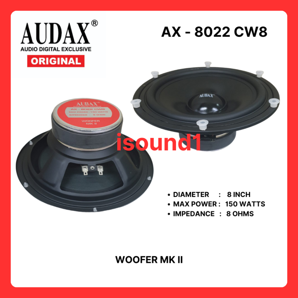 Jual SPEAKER AUDAX AX 8022 CW8 WOOFER 150 WATT AX8022 ORIGINAL AUDAX ...