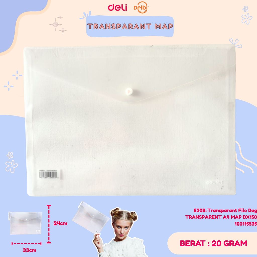 Jual 8308-Transparant File Bag TRANSPARENT A4 MAP 8308-Transparant File ...